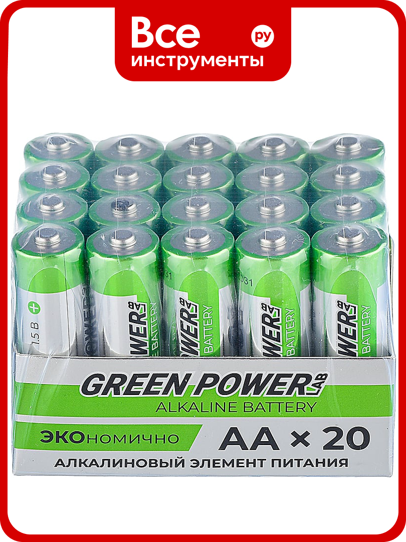 Батарейка Powerlab GREEN LR6 AA BOX20 Alkaline щелочная пальчиковая с широким диапазоном температурой