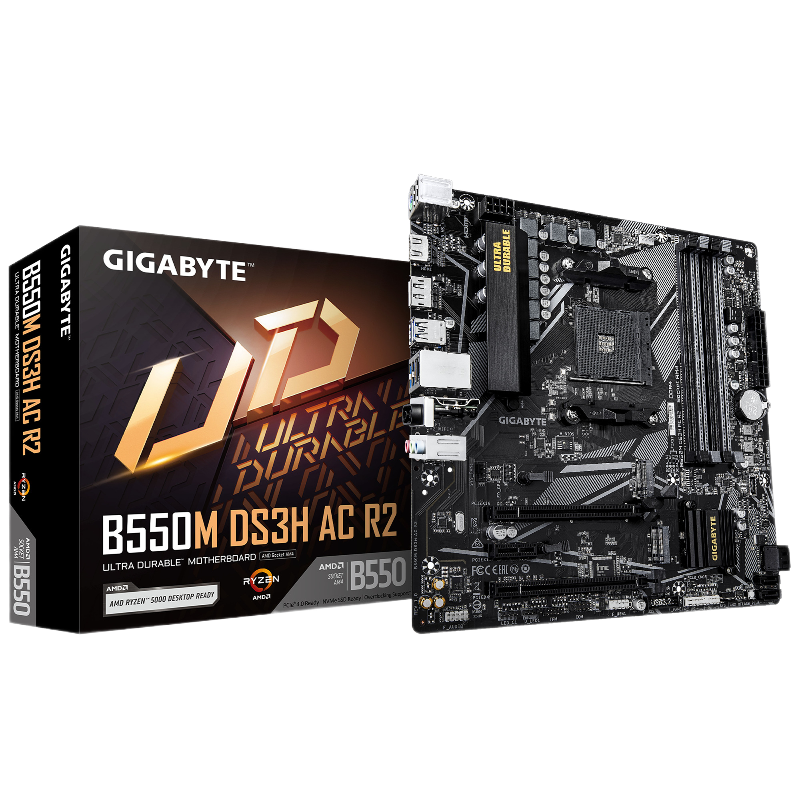 Материнская плата Gigabyte B550M DS3H AC R2, поддержка AMD Ryzen, DDR4