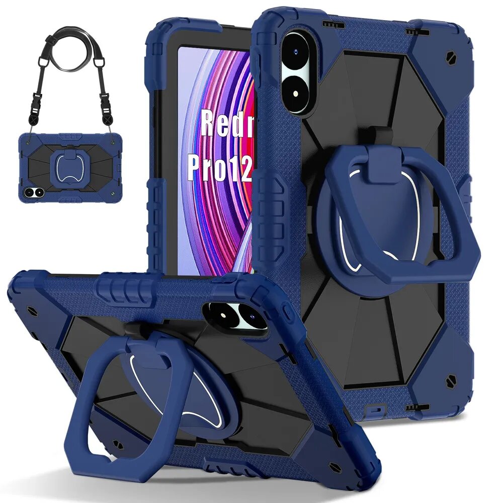 Чехол Для Redmi pad pro 12,1 дюйма 2024 плечевой ремень, мульти защитный чехол ,360 градусов вращающийся стенд столкновение цвет, Обложка Планшета