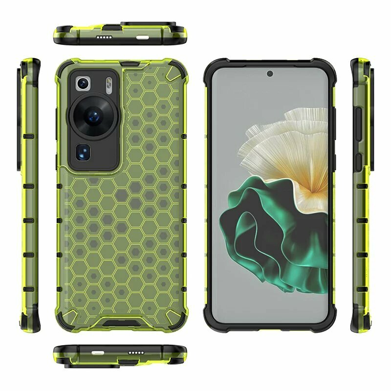 Чехол для телефона Huawei P60 Pro из силикона с усилением и защитой от ударов - полупрозрачный зеленый для смартфона