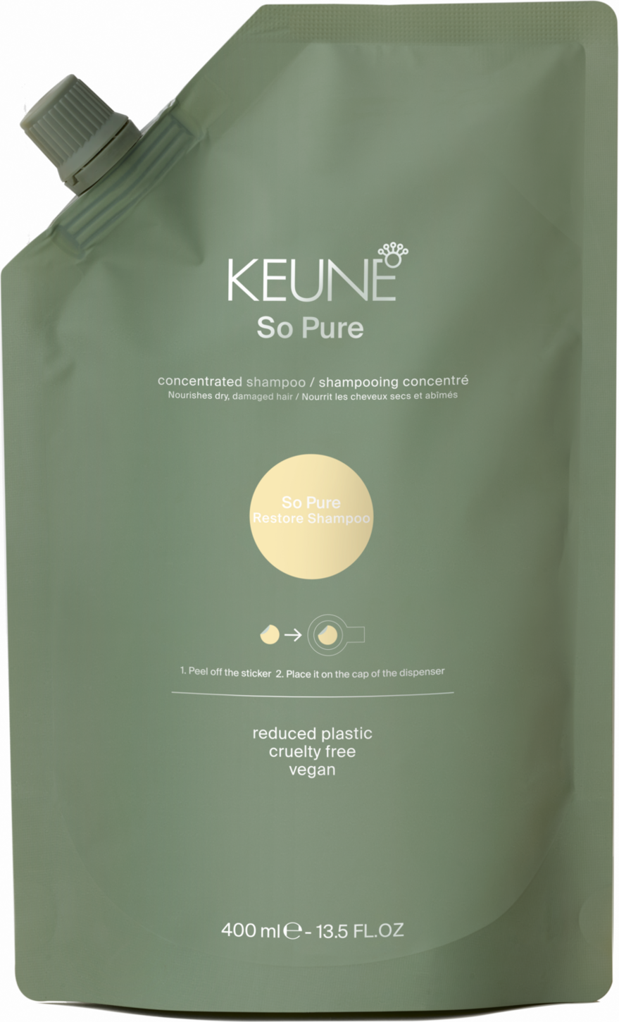 KEUNE Haircosmetics СПА шампунь восстанавливающий 400 мл (рефил) So Pure Restore Shampoo Refill 400 100ml