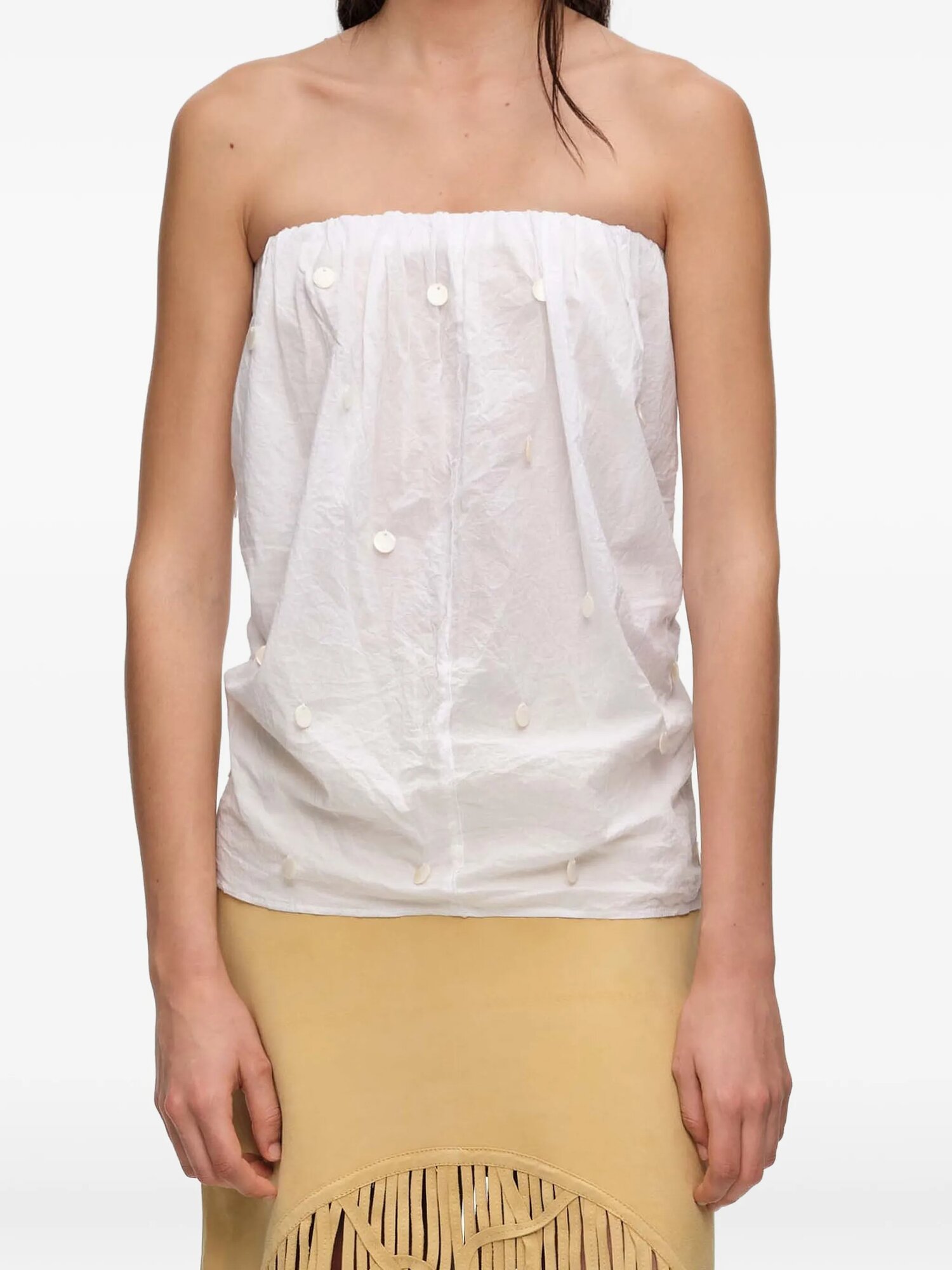 Топ BIMBA Y LOLA Ruched strapless top, размер 42 EU, white — фото 1