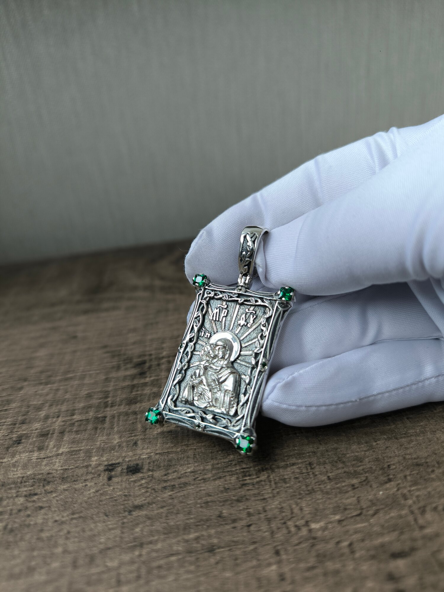 Иконка, серебро, 925 проба, фианит