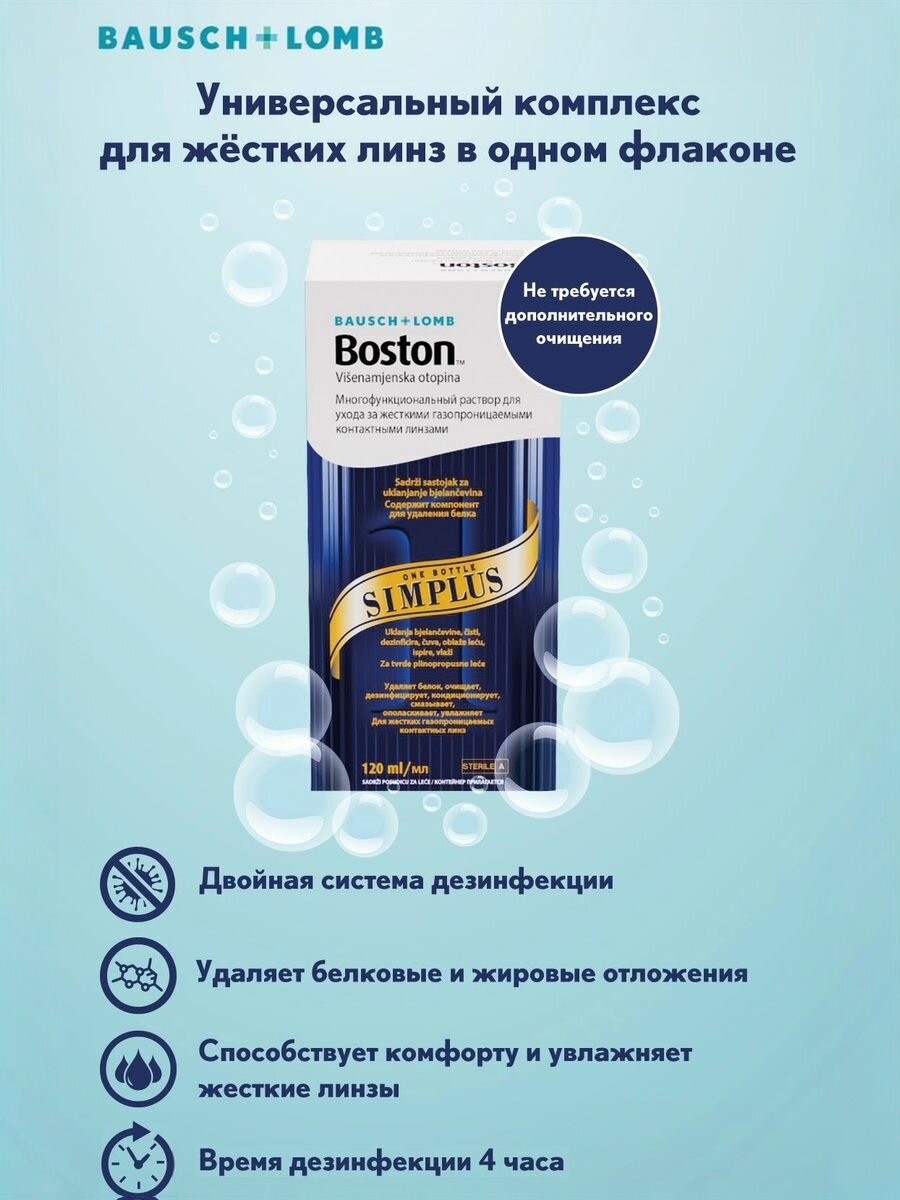 Раствор для жестких контактных линз Boston Simplus (120мл)