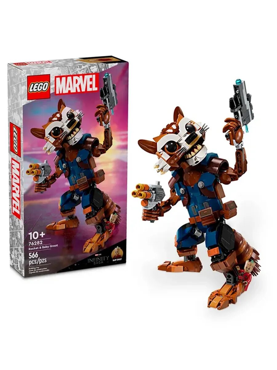 Набор LEGO Marvel 76282, «Енот-Ракета и Малыш Грут», минифигурки, аксессуары