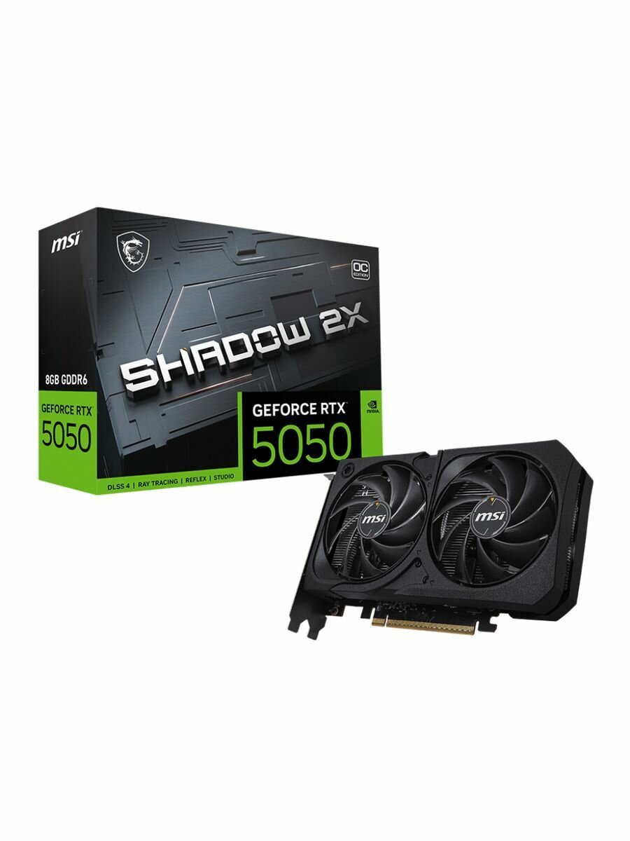 Видеокарта MSI GeForce RTX 5050 8G SHADOW 2X OC, NVIDIA RTX 5050, 8 ГБ GDDR6,