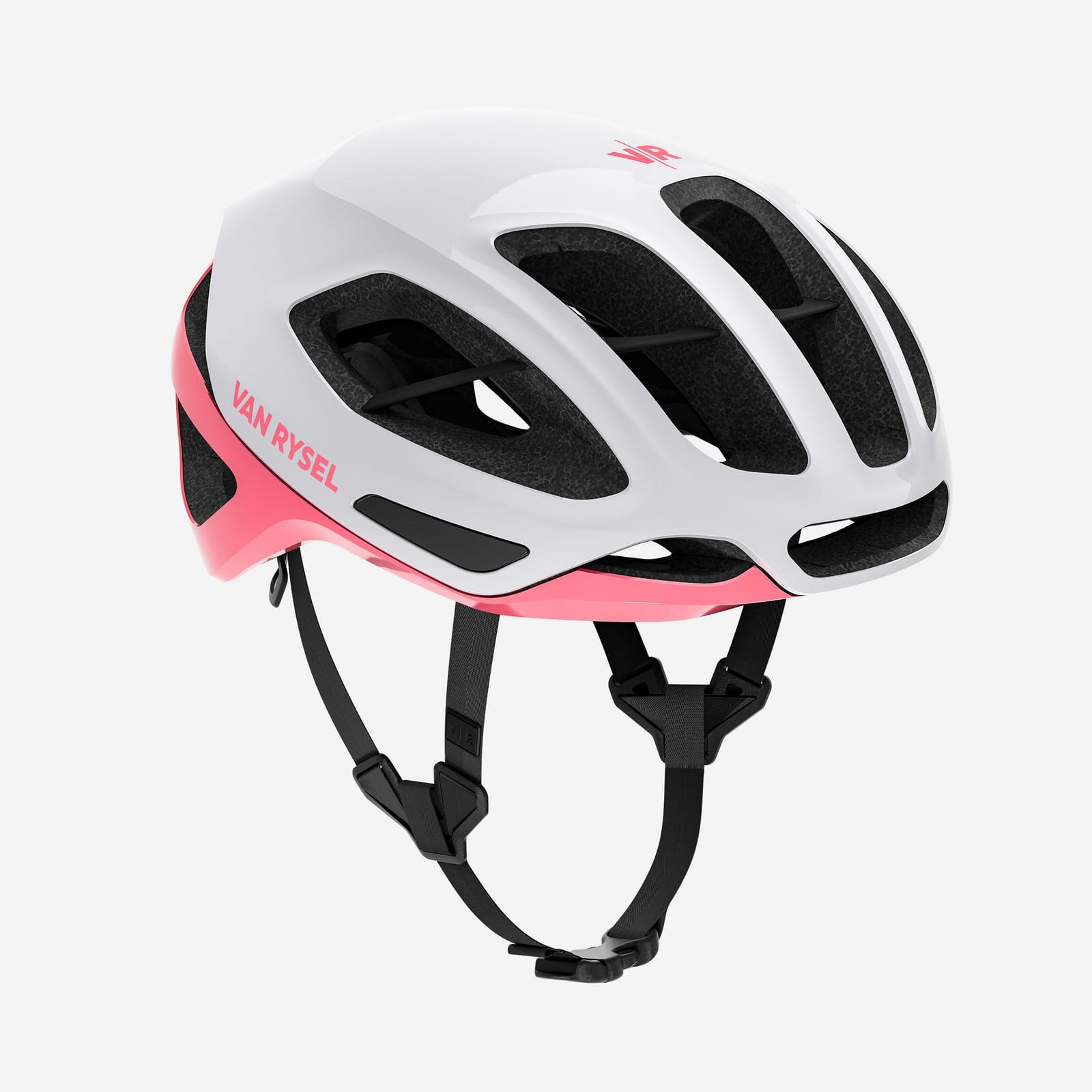 DECATHLON шлем защитный van rysel rcr mips, белый, розовый, черный, размер l
