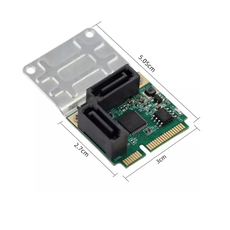 Мини PCI-E карта SATA 2/4 порта, Цвет: 2 SATA