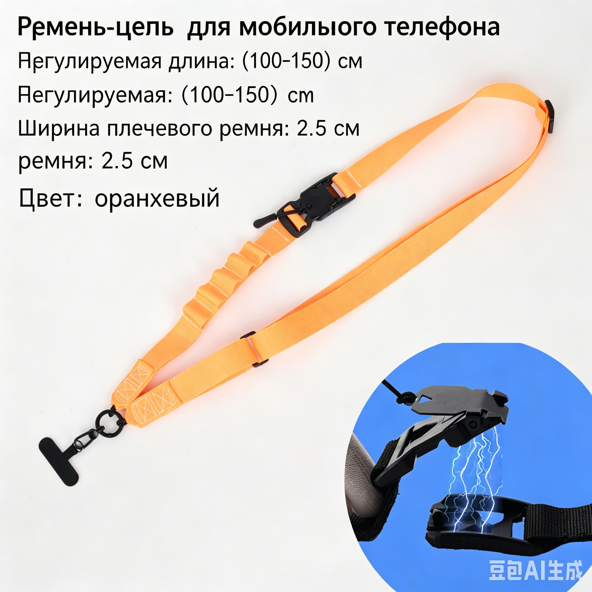 Шнурок "Outdoor Safety Anti-Lost" для телефона, титановый сплав, оранжевый