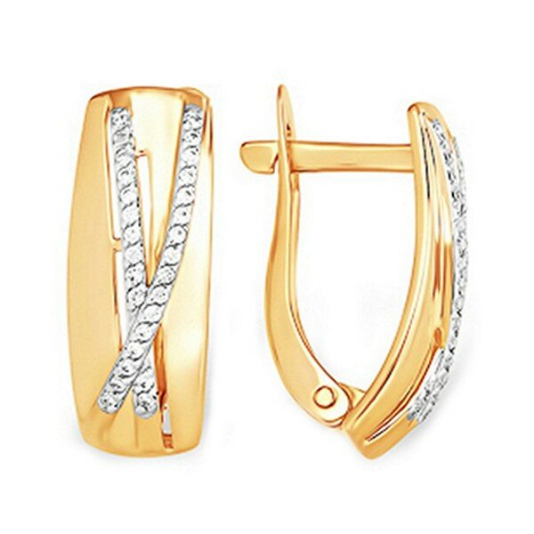 Серьги, красное золото, 585 проба, фианит