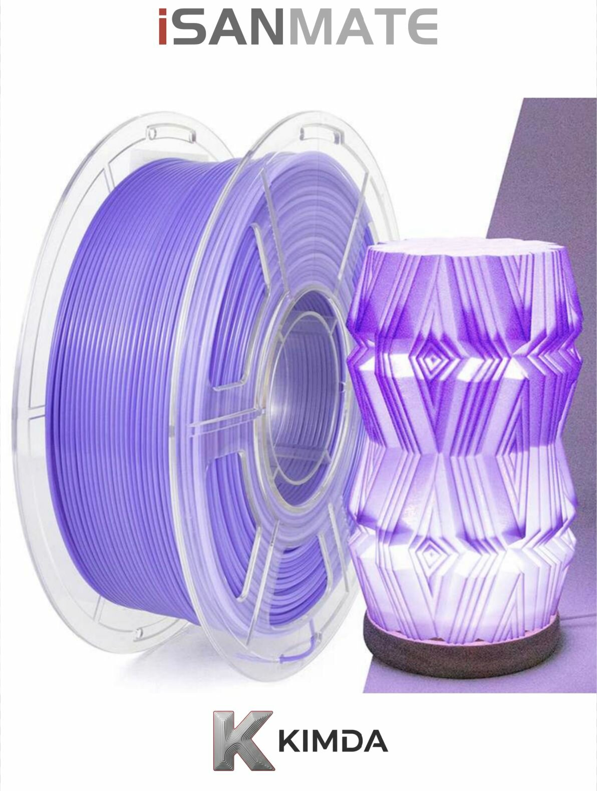 PETG пластик для 3D принтера iSANMATE, PETG Translucent Gradient Purple White полупрозрачный градиент фиолетово-белый, филамент 1 кг