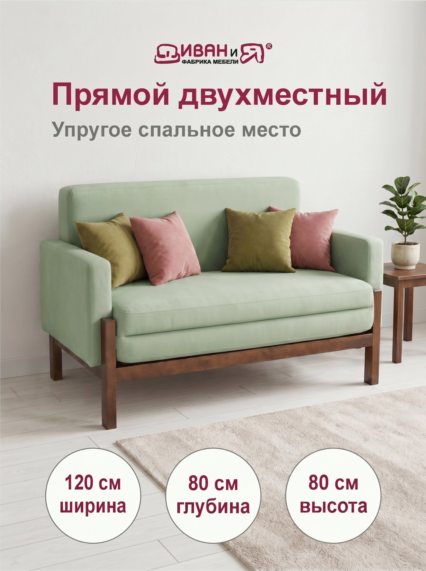 Диван-кровать "Теон ", прямой, выкатной механизм, малогабаритный