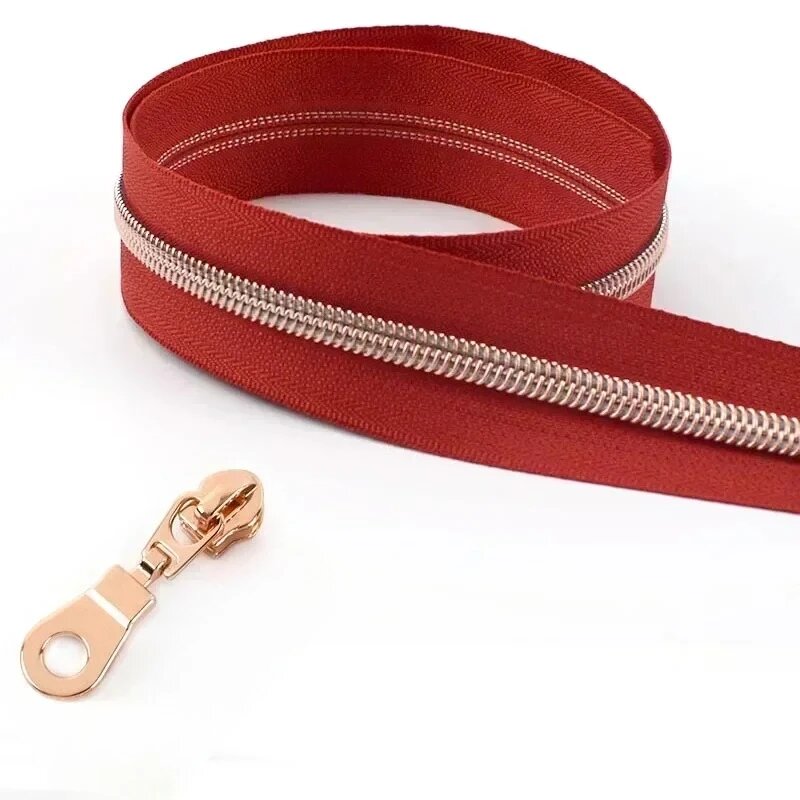 Нейлоновая лента на молнии Meetee 5#, 1-10 м Красный, KY377ZT179-M657, 5Meters5PcSliders
