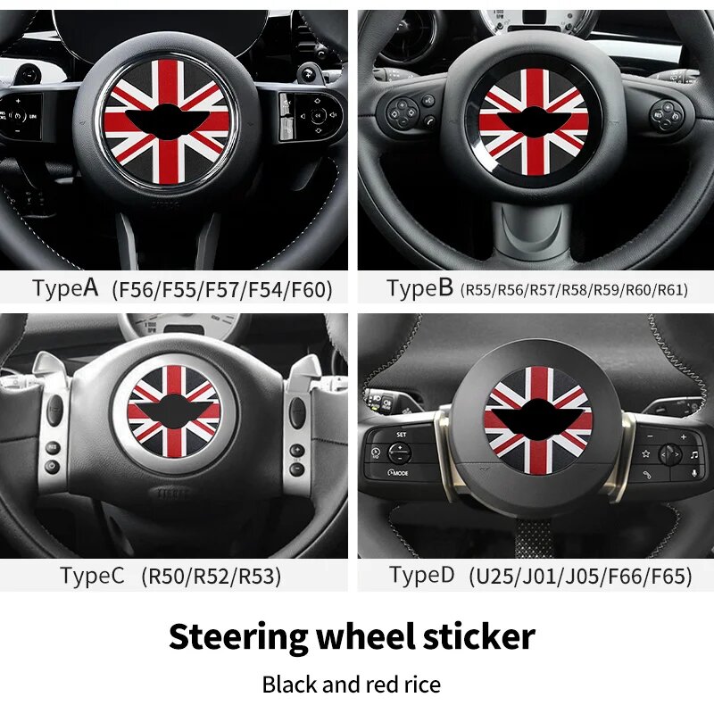 Наклейка на руль Mini Cooper Black Red Rice, R55-R61