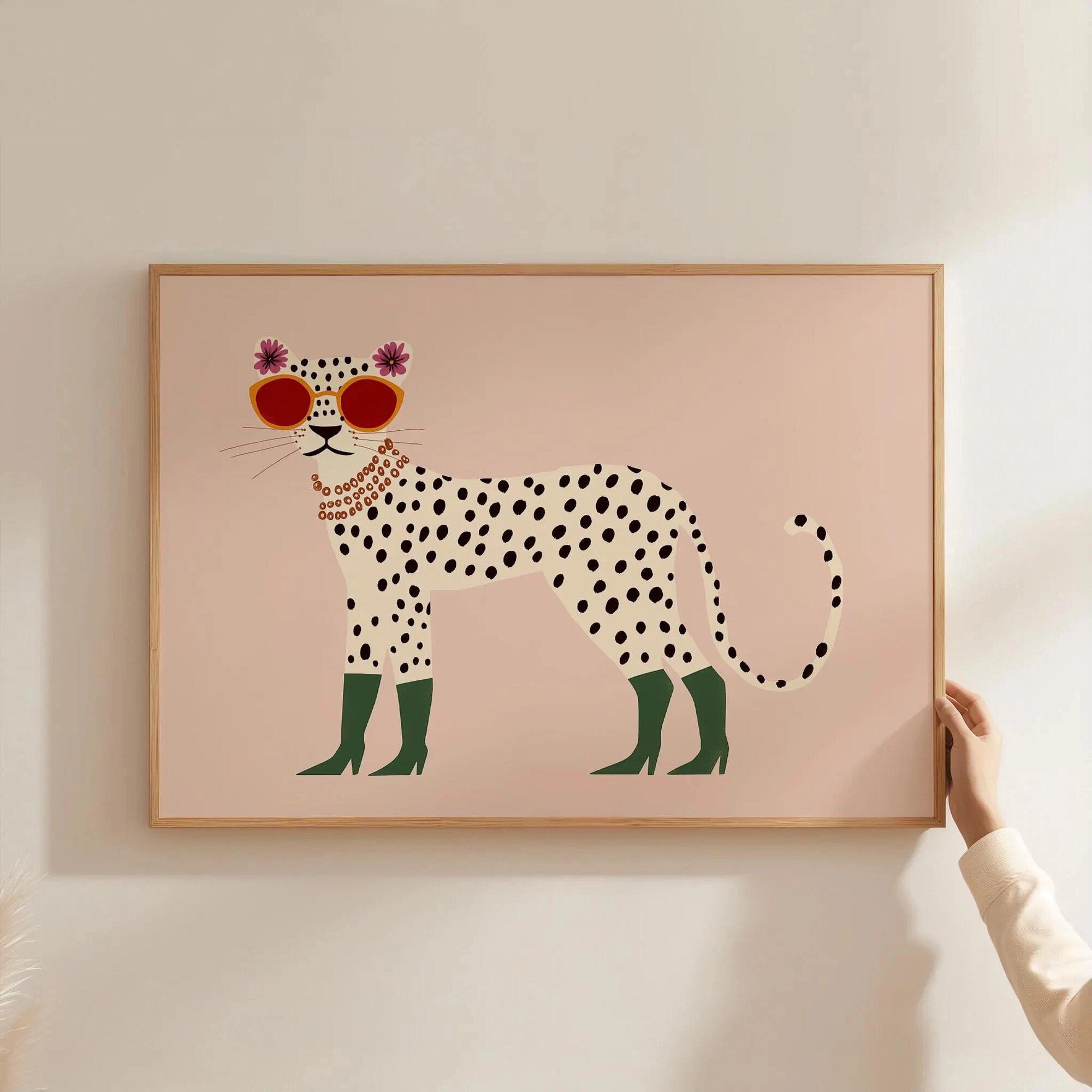 Леопардовый кот в очках, холст 50x70см, Цвет: 04