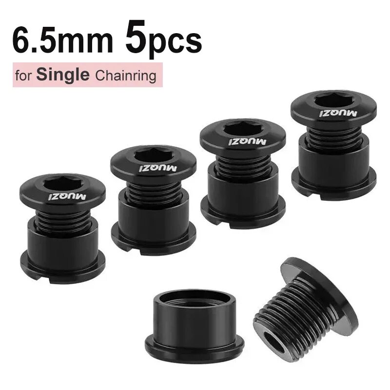 Болты для велозвезды Single 6.5mm Black 5pcs