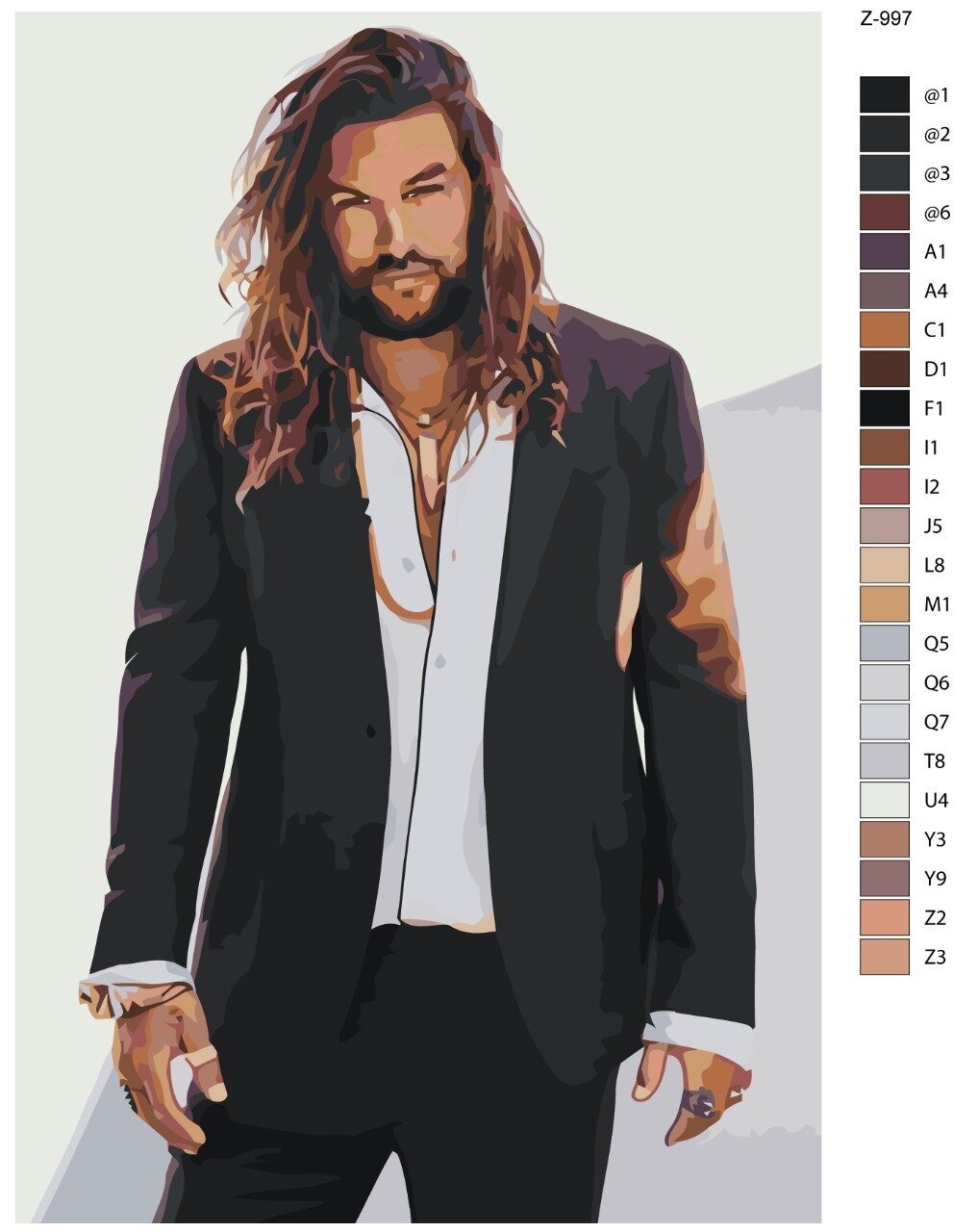 Картина по номерам Z997 "Аквамен-Джейсон Мамоа- Jason Momoa" 70x110