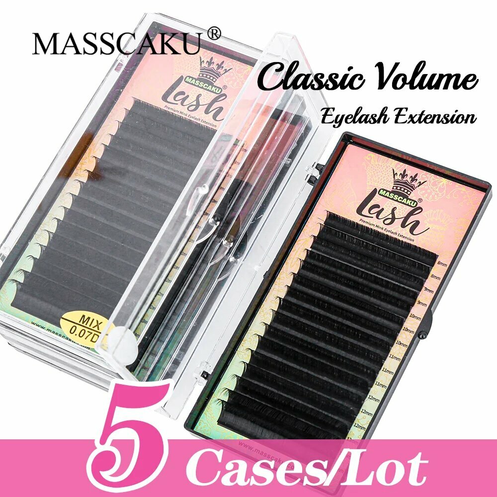 MASSCAKU Ресницы накладные C изгиб, 0.10 мм, mix length x 5cases