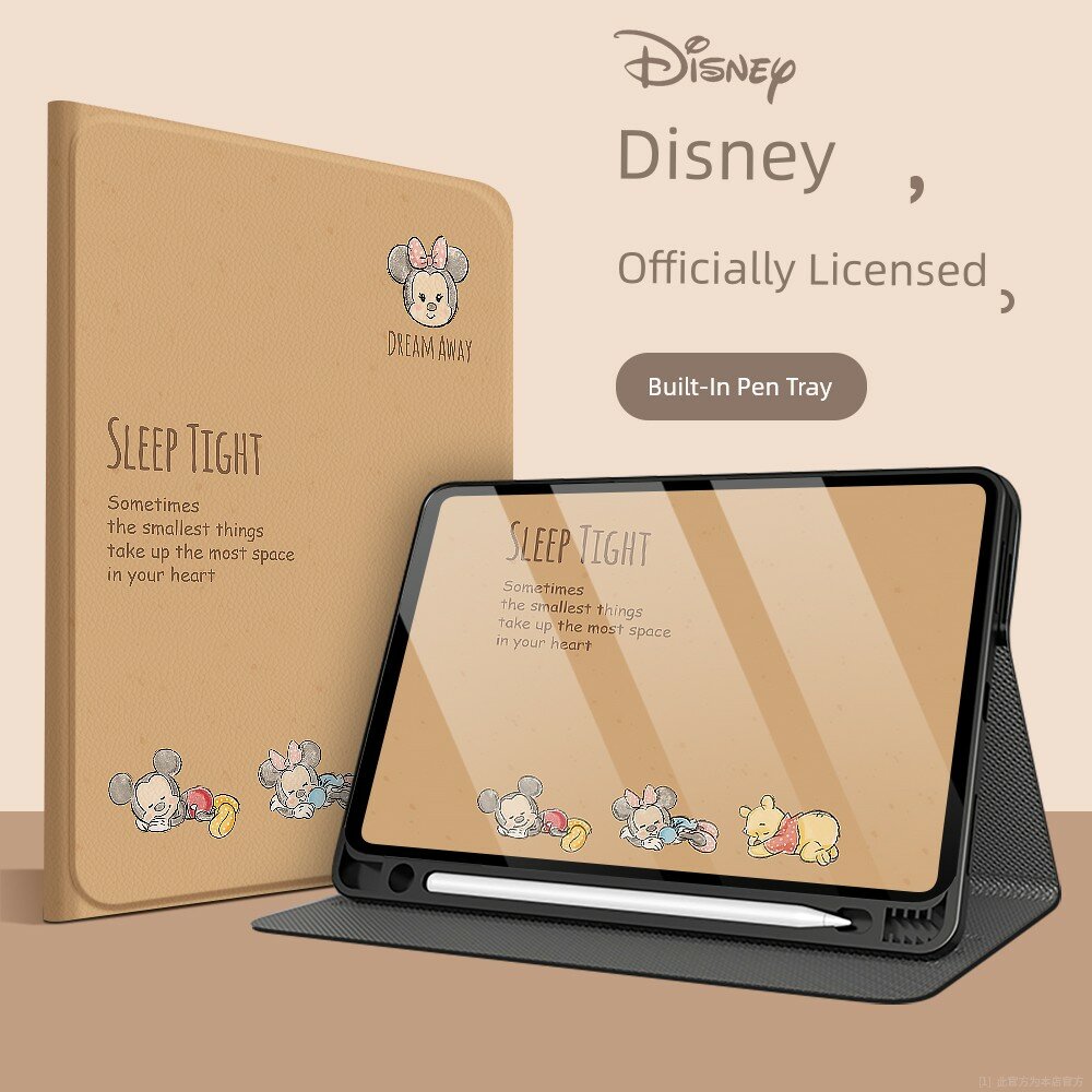 Чехол для iPad Pro 2024 11 дюймов с дизайном Минни Мауса, коричневый, улучшенная версия, скрытый отсек для ручки