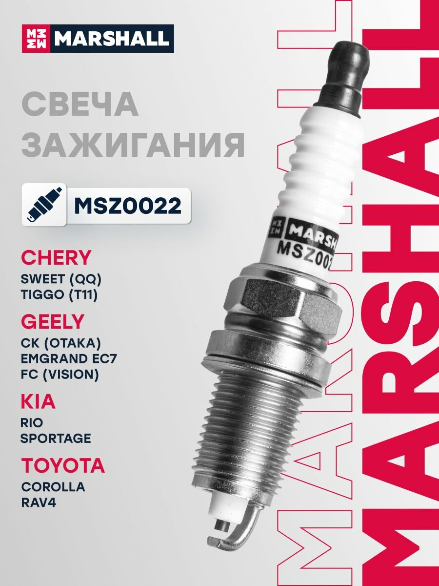 Свеча зажигания Chery Чери SWEET (QQ), Tiggo Тигго (T11), Geely Джили CK (OTAKA), Emgrand Эмгранд, FC (VISION), Kia Киа Rio Рио, Toyota Тойота Corolla Королла, RAV4 Рав4