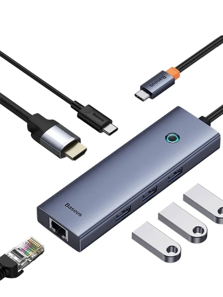Baseus UltraJoy Series - 6-портовая док-станция USB-C хаб с поддержкой 4K (серый)
