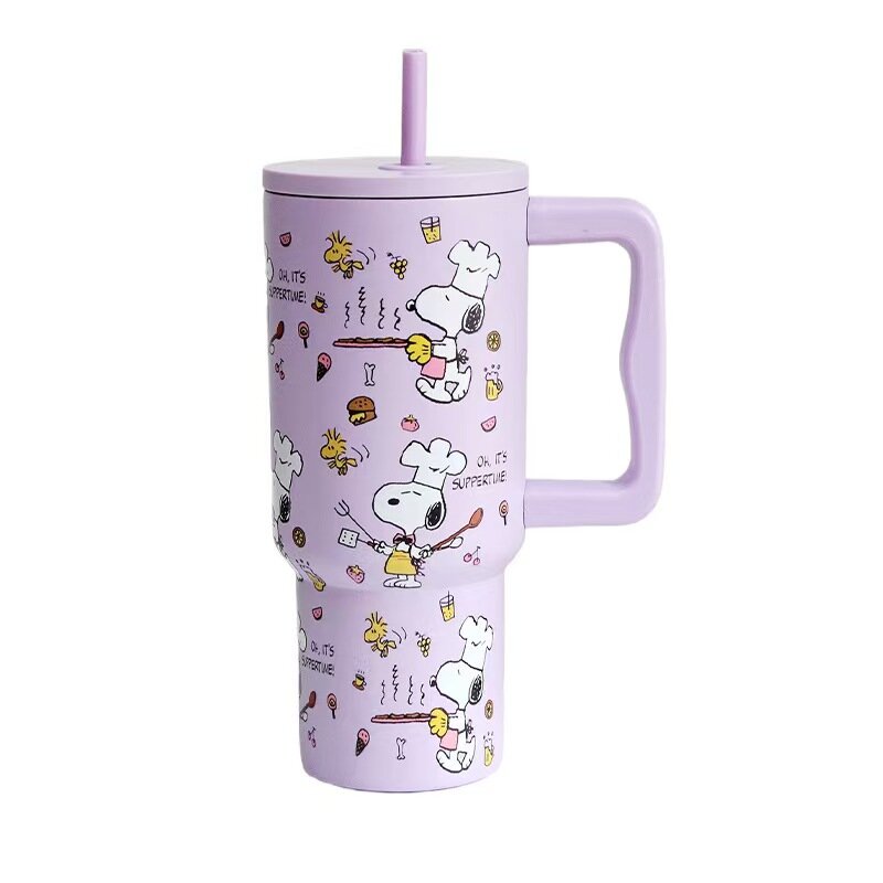 Термобутылка для воды Miniso Snoopy Cartoon Peripheral большой емкости с трубочкой, подарочный набор унисекс