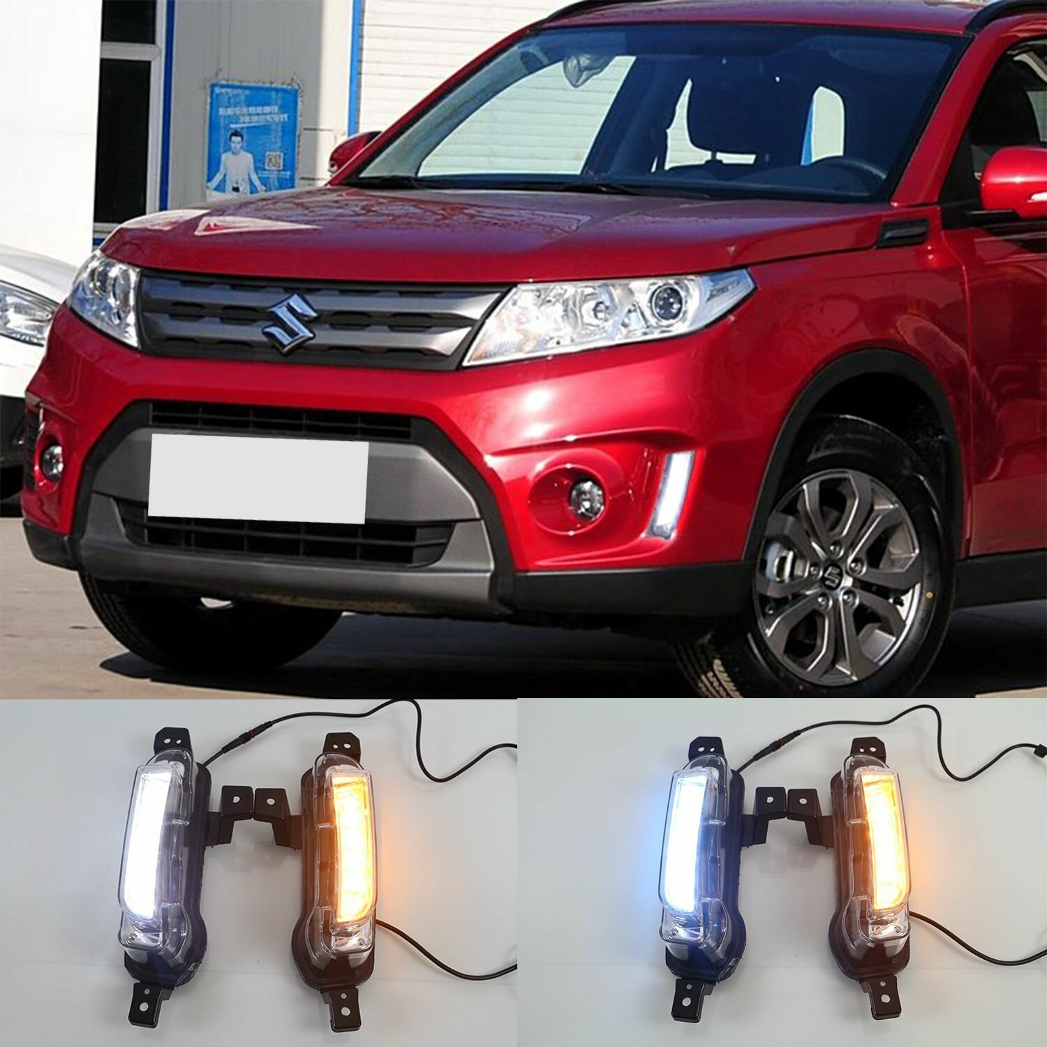 Подходит для Suzuki Vitara 2014-2016 Модель LED Дневные ходовые противотуманные фары