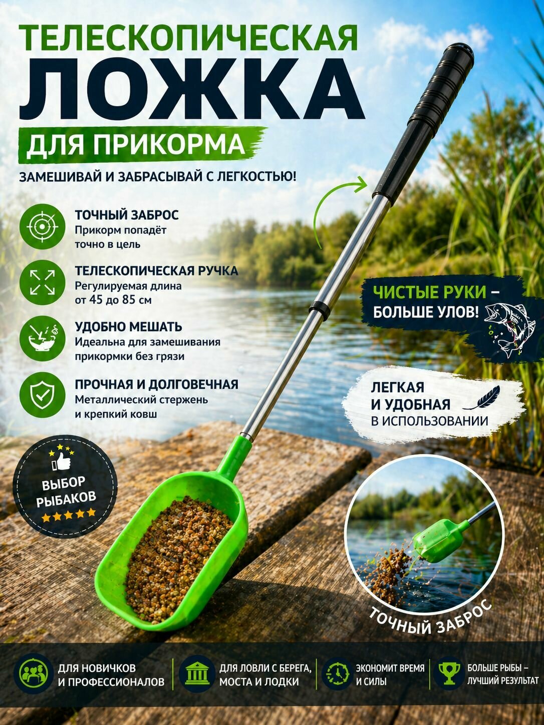 Лопатка ложка для заброса прикормки