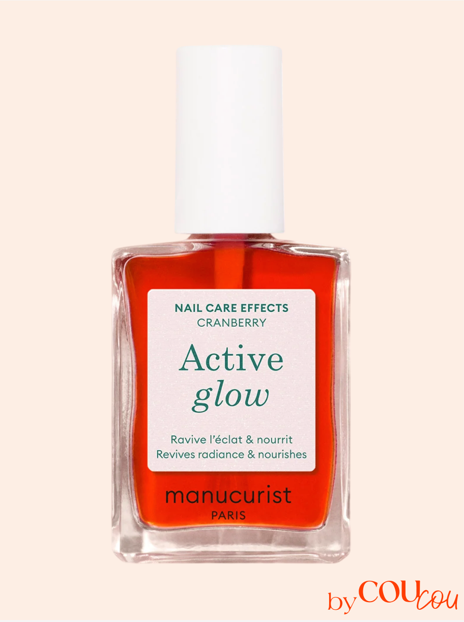 Уходовый лак для ногтей Manucurist Active Glow Cranberry, 15 мл (полупрозрачный коралловый)