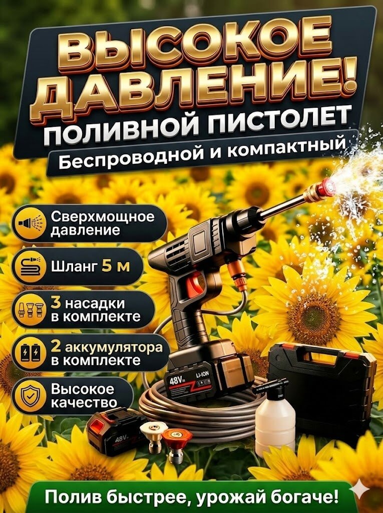 Насос аккумуляторный для полива из бочки, 48V