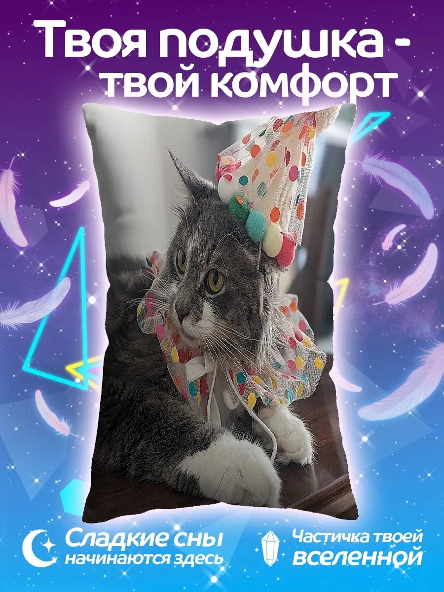 Подушка дакимакура Кот в колпаке