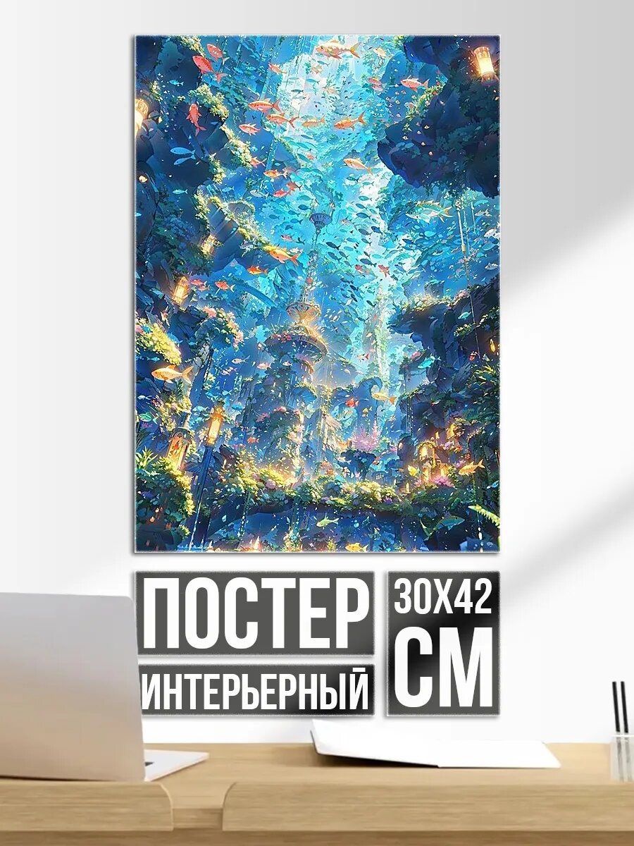 Плакат постер Подводный мир с рыбками