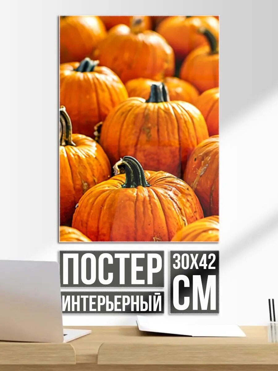 Постер на стену Много тыкв