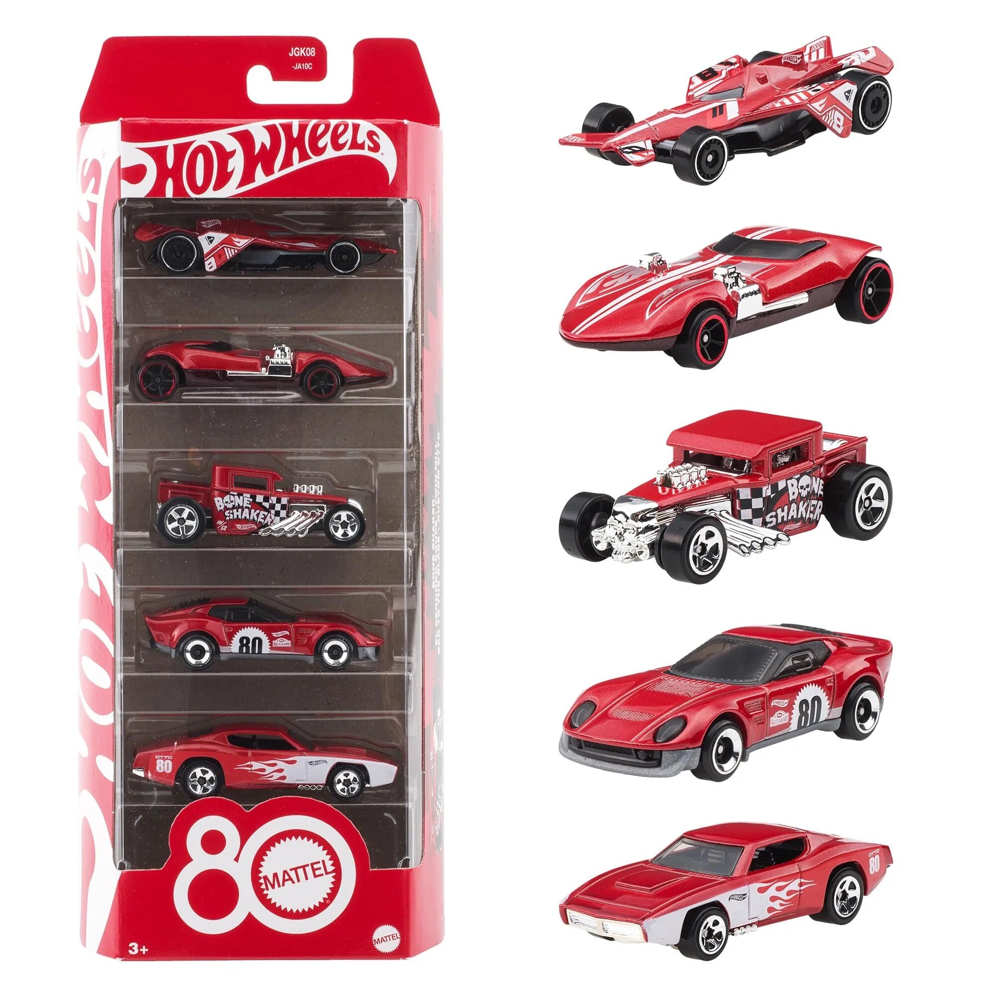 Набор машинок Hot Wheels JGK08 Mattel 80th Anniversary 5 Pack 1/64 Scale Die-Cast Toy Cars
