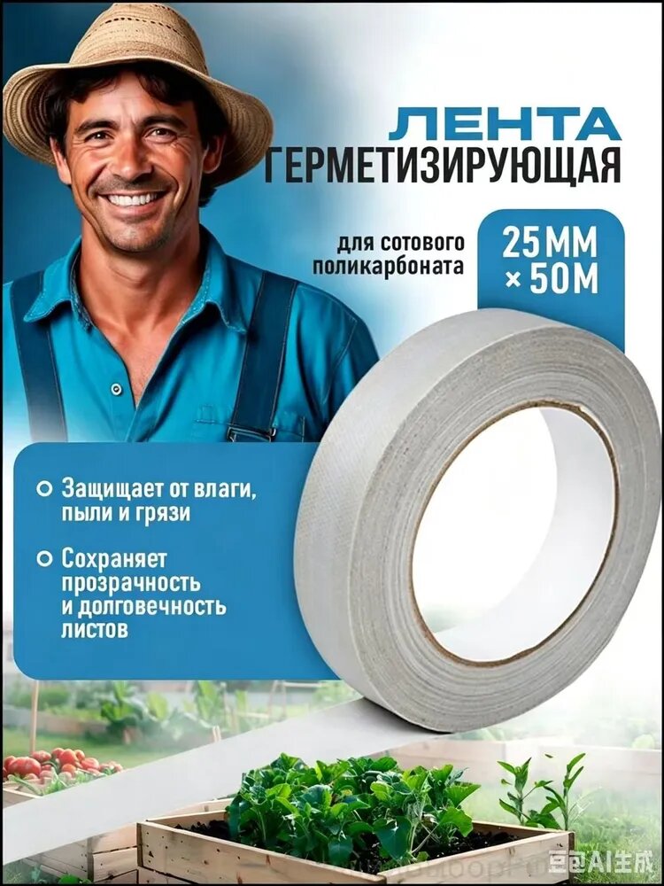 50м*25мм широкая - герметизирующая лента для поликарбоната