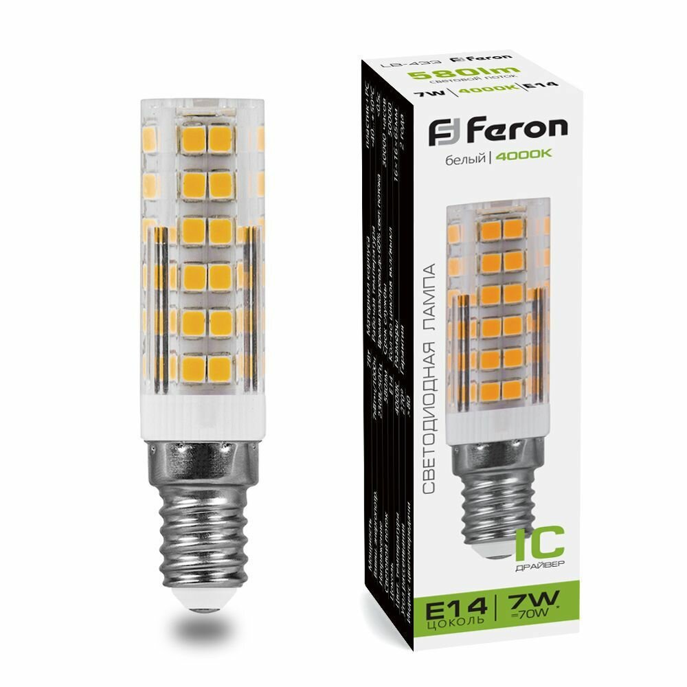 Лампа светодиодная Feron LB-433 E14 7W 175-265V 4000K FERON 25899