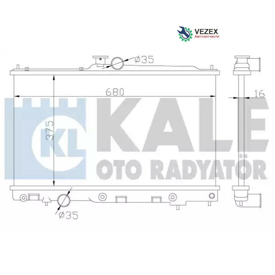 KALE 374000 Радиатор охлаждения для а/м Mitsubishi Lancer IX (00-) M/A паяный