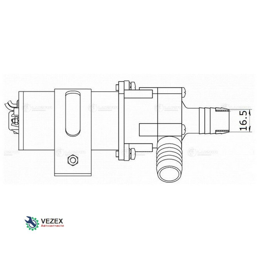 LUZAR LWP 0303 Насос водяной (электр.) (18мм, 12В) для а/м ГАЗ/УАЗ (для ПЖД-14ТС) (LWP 0303)