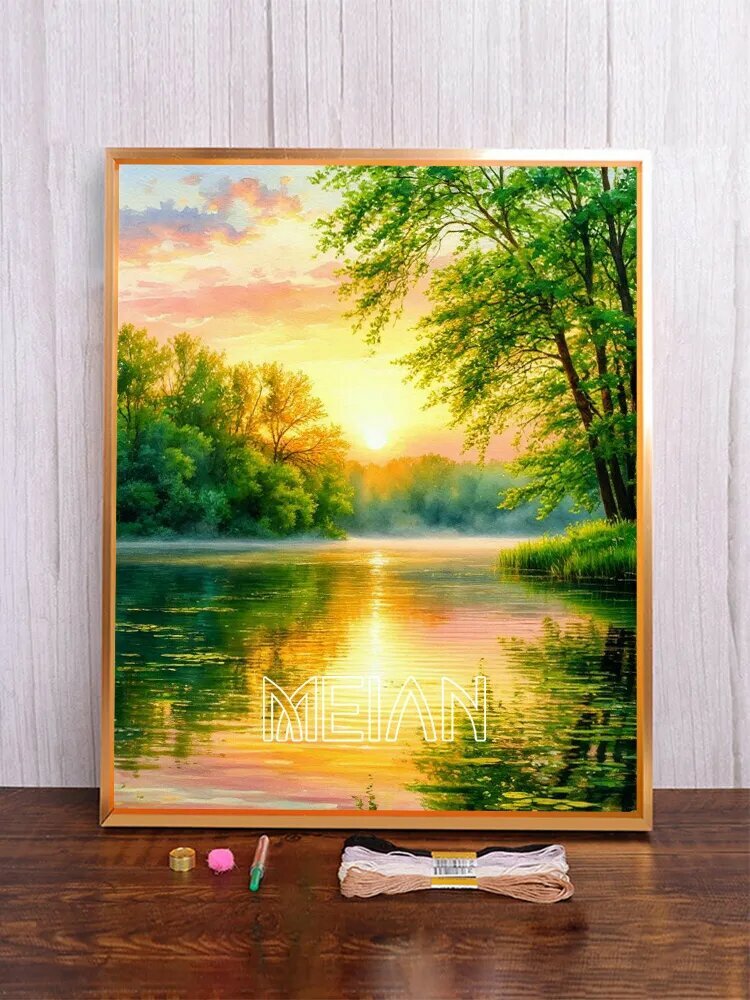 MEIAN Набор для вышивания,30x40CM, Чистый холст с сеткой 11CT,40 цветов
