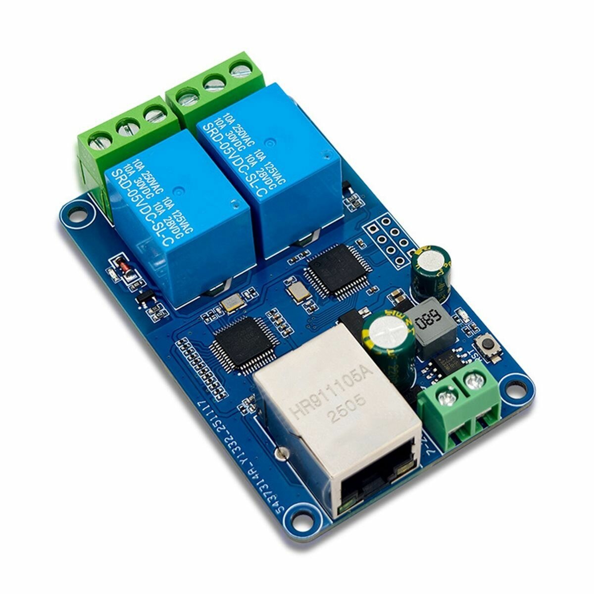 Модуль сетевого реле Modbus RTU 2-CH, проводное управление Ethernet LAN, микроконтроллер W5500, протокол IP.