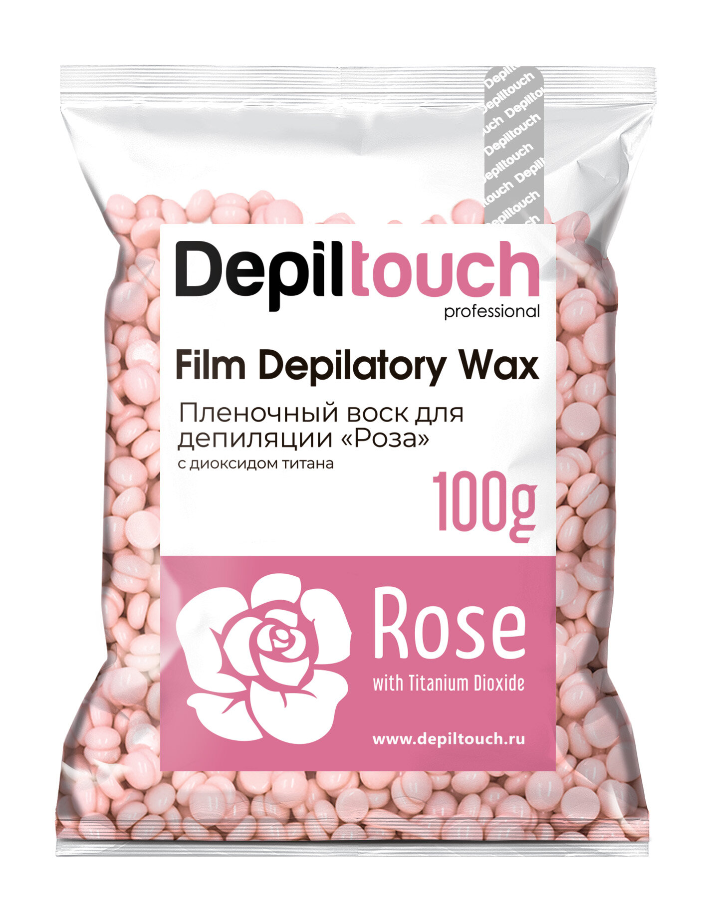 DEPILTOUCH Воск для депиляции пленочный натуральный Rose с ароматом розы, 100 г