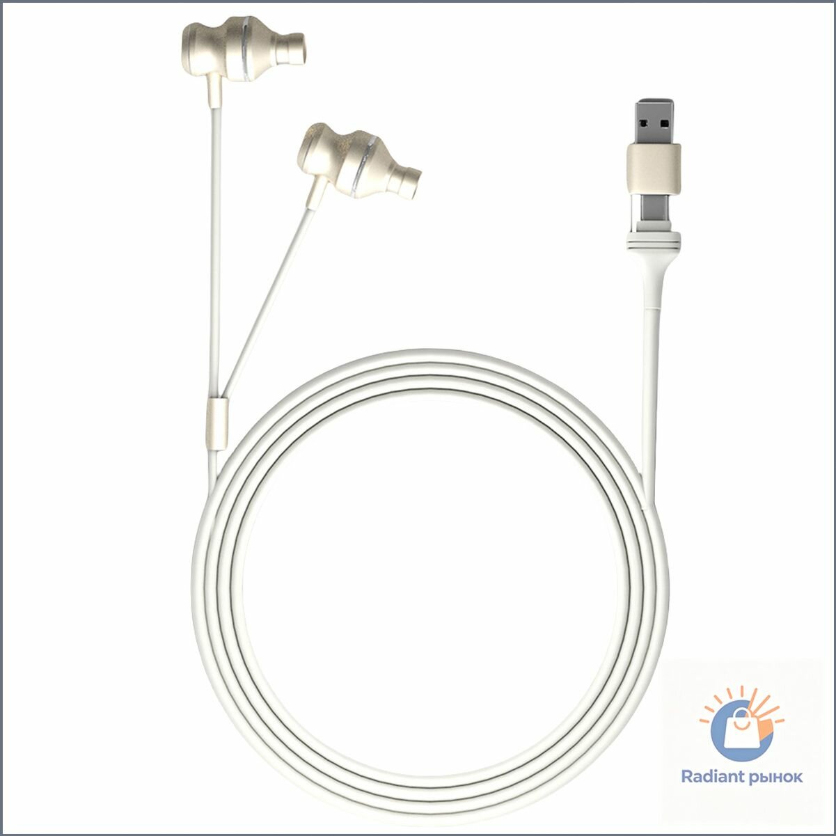 Наушники проводные с микрофоном Theralight Pods, Bluetooth, USB Type-C, белый