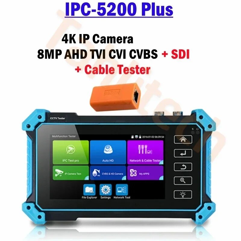 5-в-1 тестер камер видеонаблюдения TVI AHD CVI Analog IP с встроенной батареей. Тестер безопасности, монитор, тест видео и аудио, ПТЗ, 4K