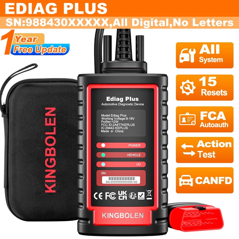 THINKCAR Thinkdiag 2 Ediag Plus Инструмент для автомобилей Сканер OBD2 CAN FD Двунаправленный 15 Сброс Все системы Диагностический инструмент Кодирование ЭБУ