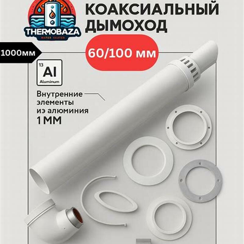 Комплект коаксиальный вертикальный, ⌀ 60/100, 1000 мм