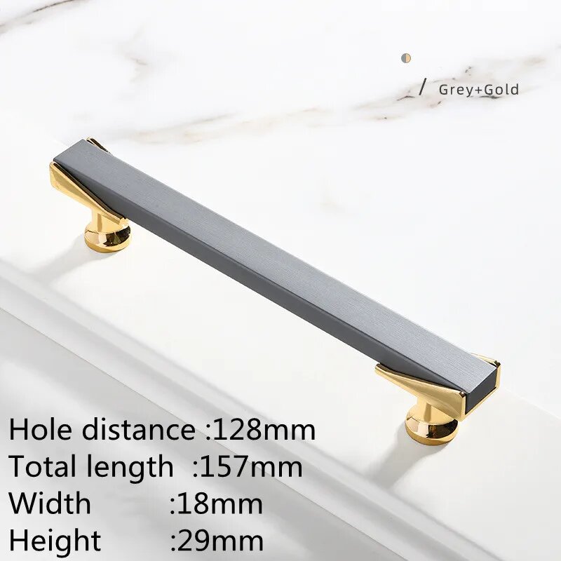 KK&FING ручки для шкафов черные золотые 7003 grey gold 128mm