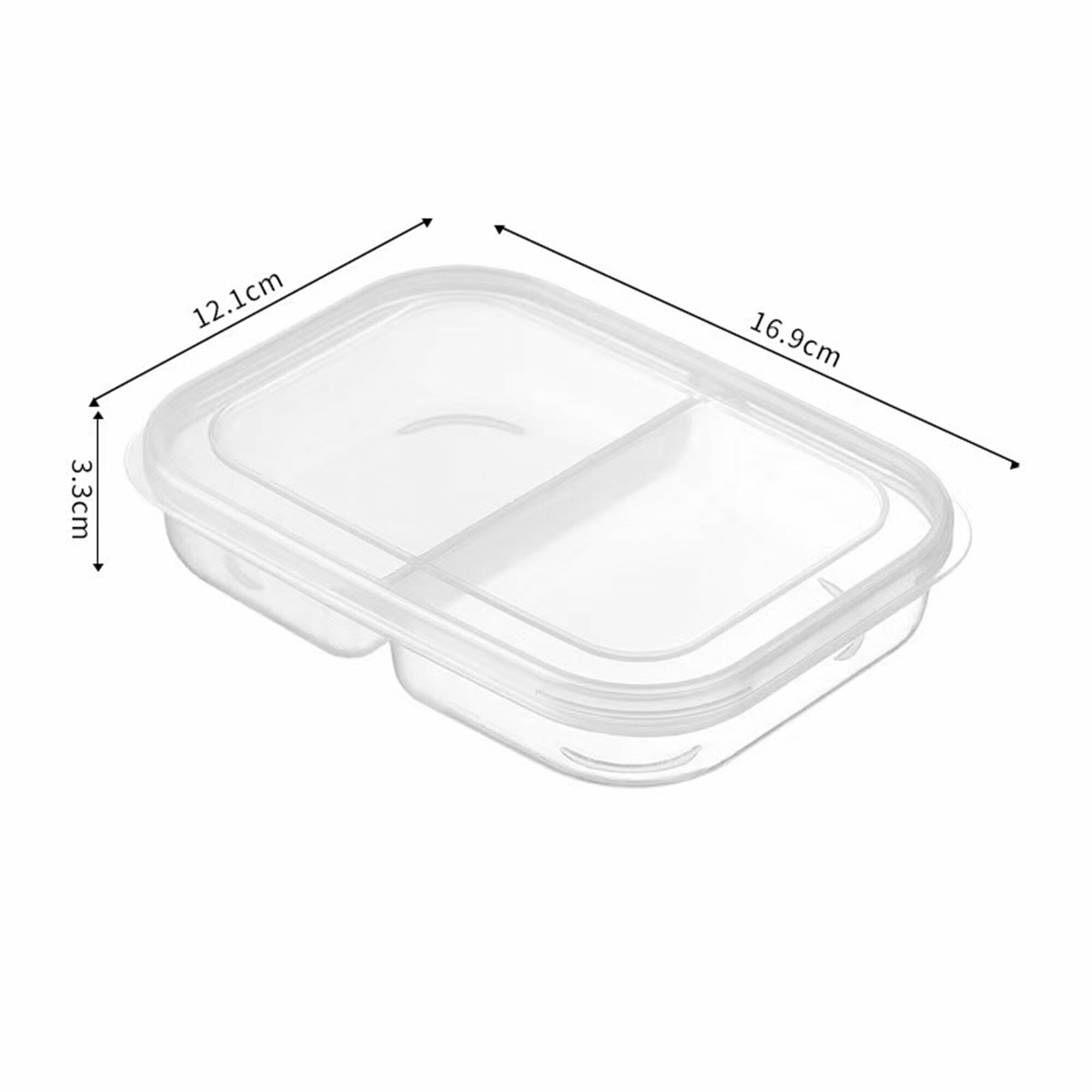 Контейнер для продуктов с 2 отделениями, прозрачный, 16,9×12,1×3,3 см, 1 шт