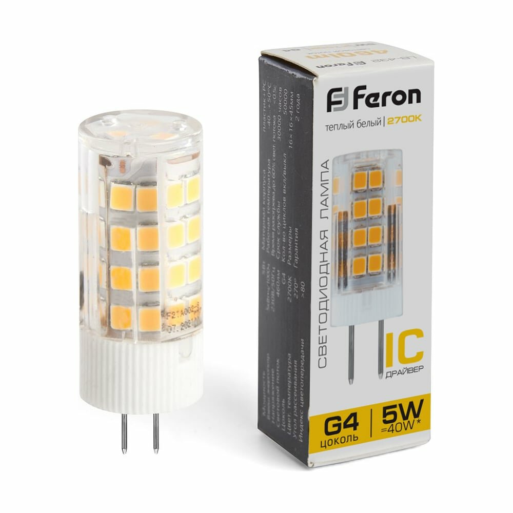 Светодиодная лампа FERON LB-432 5W 230V G4 2700K