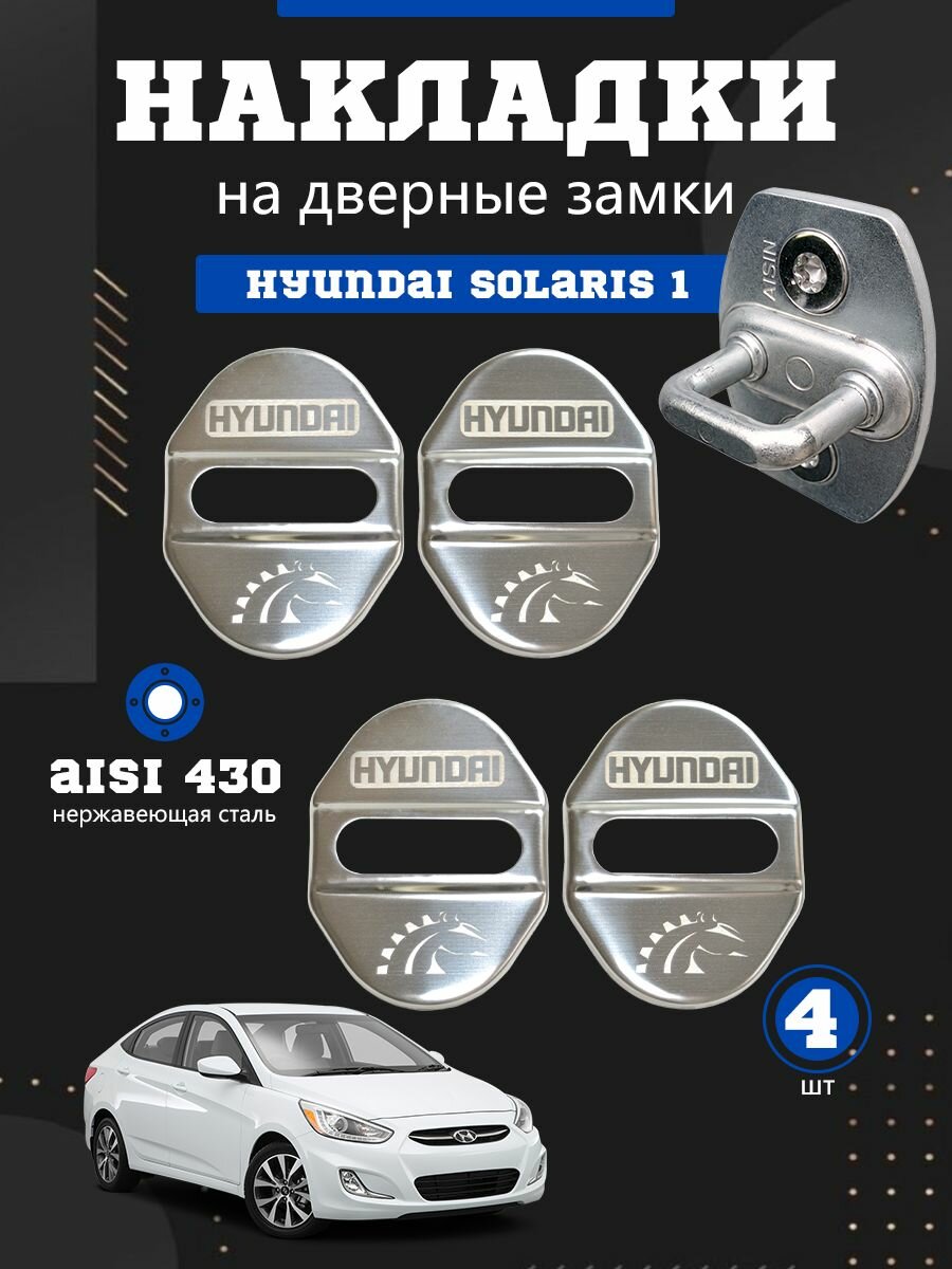 Нaклaдки на петли замков дверей для Hyundai Solaris 1 (2010-2016)