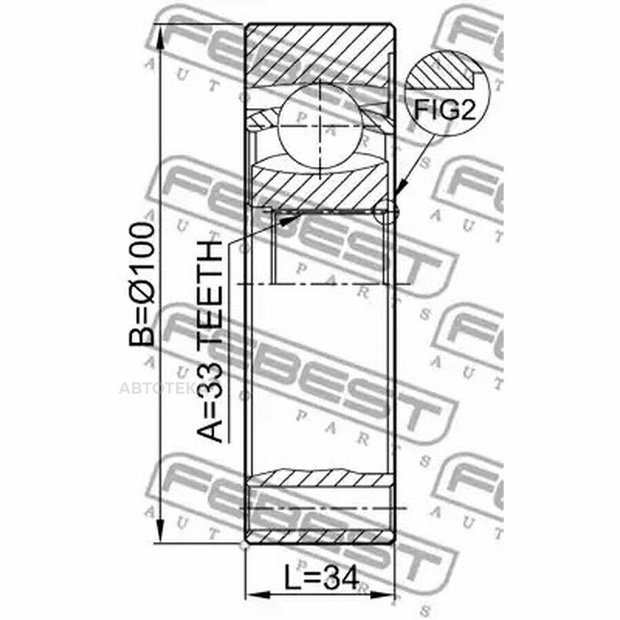 ШРУС AUDI A3 I/SKODA/VW GOLF III-IV/PASSAT III-IV 1.6-2.9 82-10 внутр. FEBEST 23115021